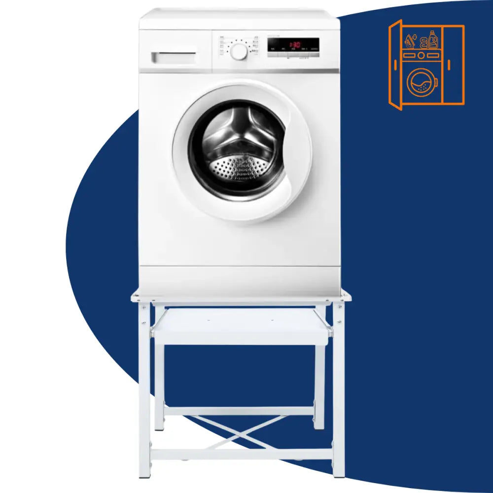 Wasmachine verhoging met uittrekbaar schap wit